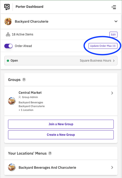 Enable future ordering (Order Ahead)